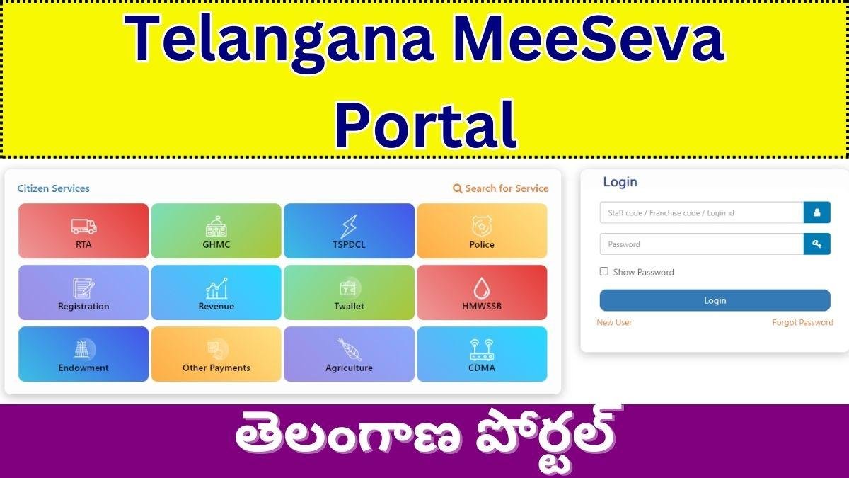 Telangana MeeSeva Portal: Citizen Services, New User Registration ...